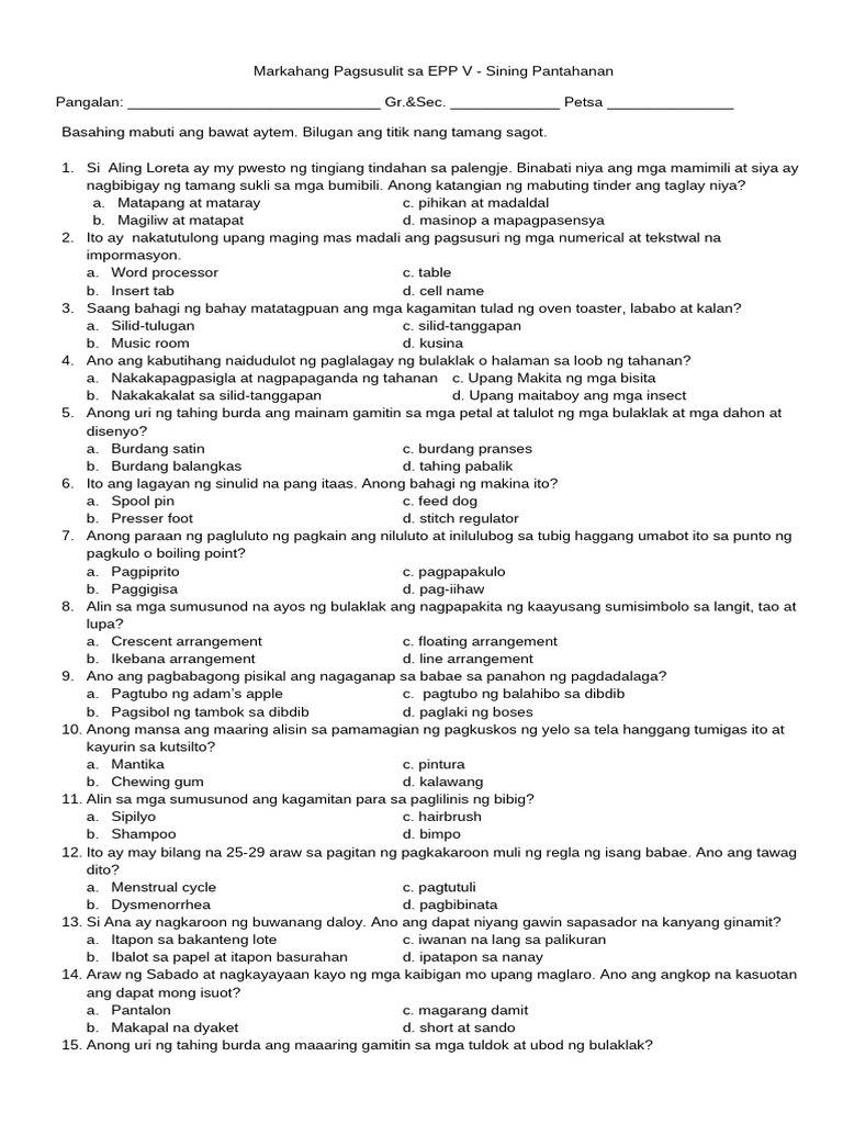 PT - Epp-He 5 - Q1 | PDF