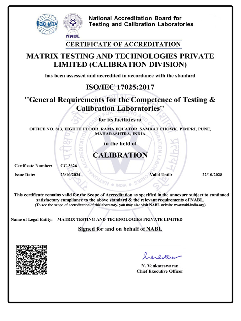 NABL Scope - Matrix CC-3626 | PDF | Calibration | Hardness