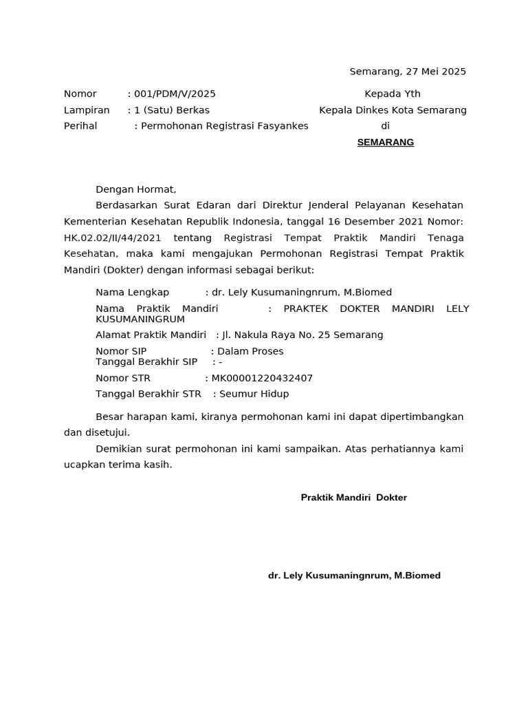 New Permohonan Reg Fasyankes | PDF