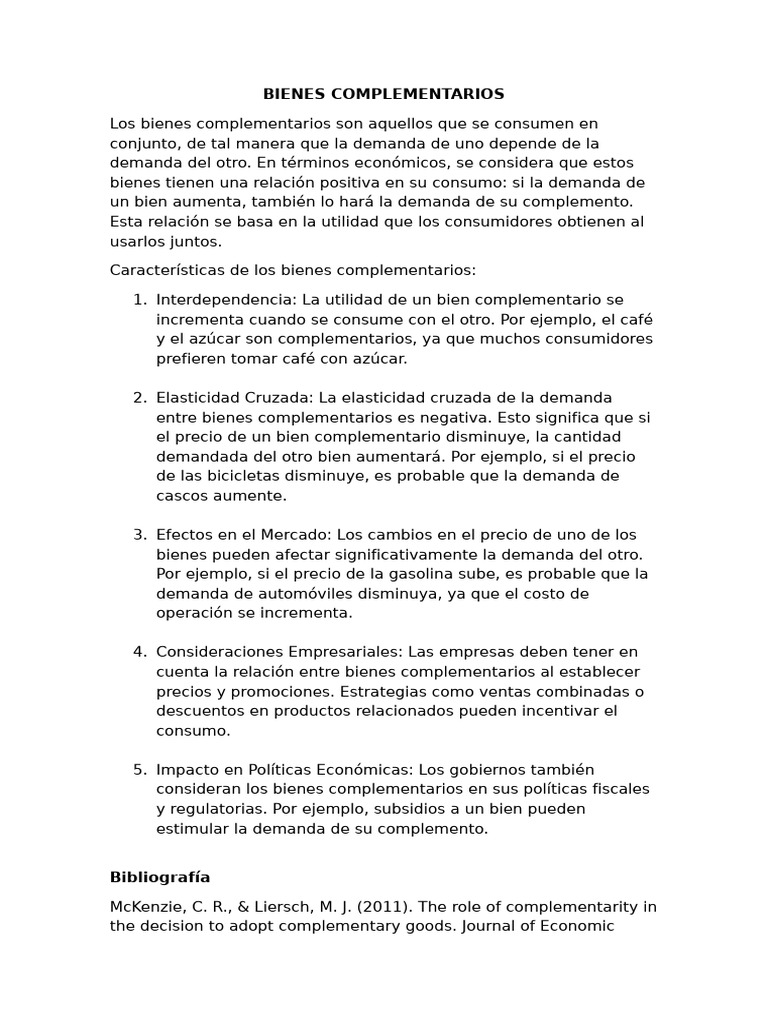 Bienes Complementarios-1 | PDF | Elasticidad (economía) | Demanda