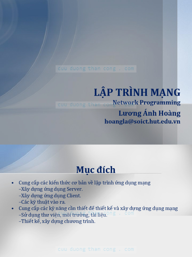 Lap Trinh Mang - Luong Anh Hoang - Slides | PDF