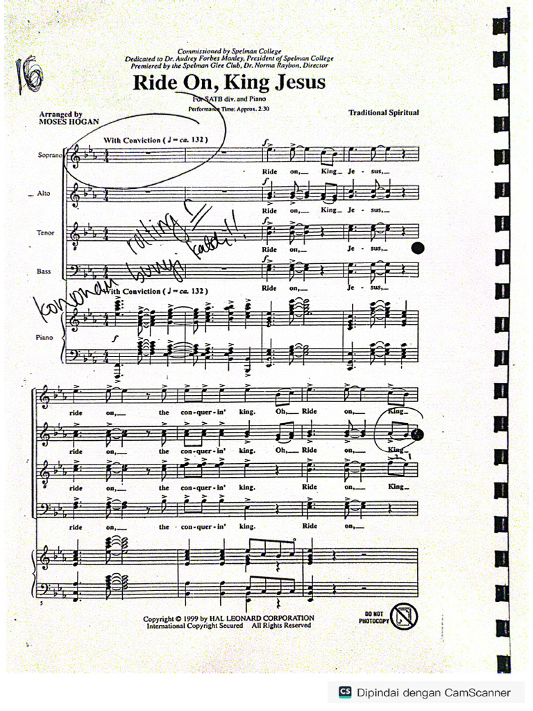 Ride On, King Jesus - Arr. Moses Hogan | PDF
