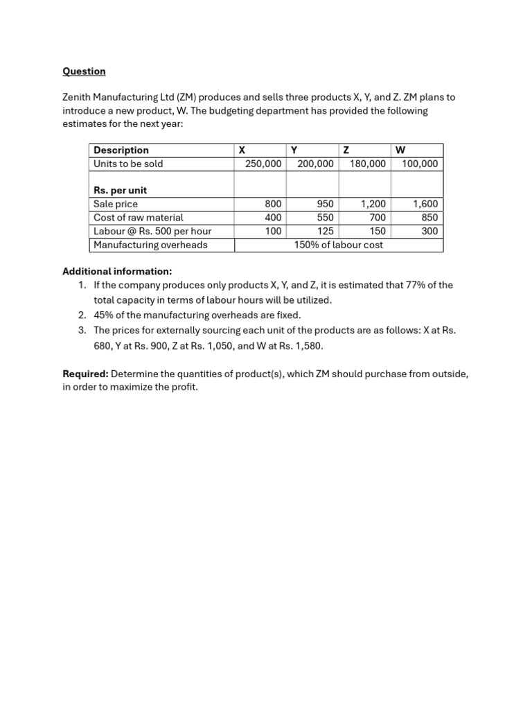 Homework 4 - Decision Making - Limiting Factor | PDF | Business ...