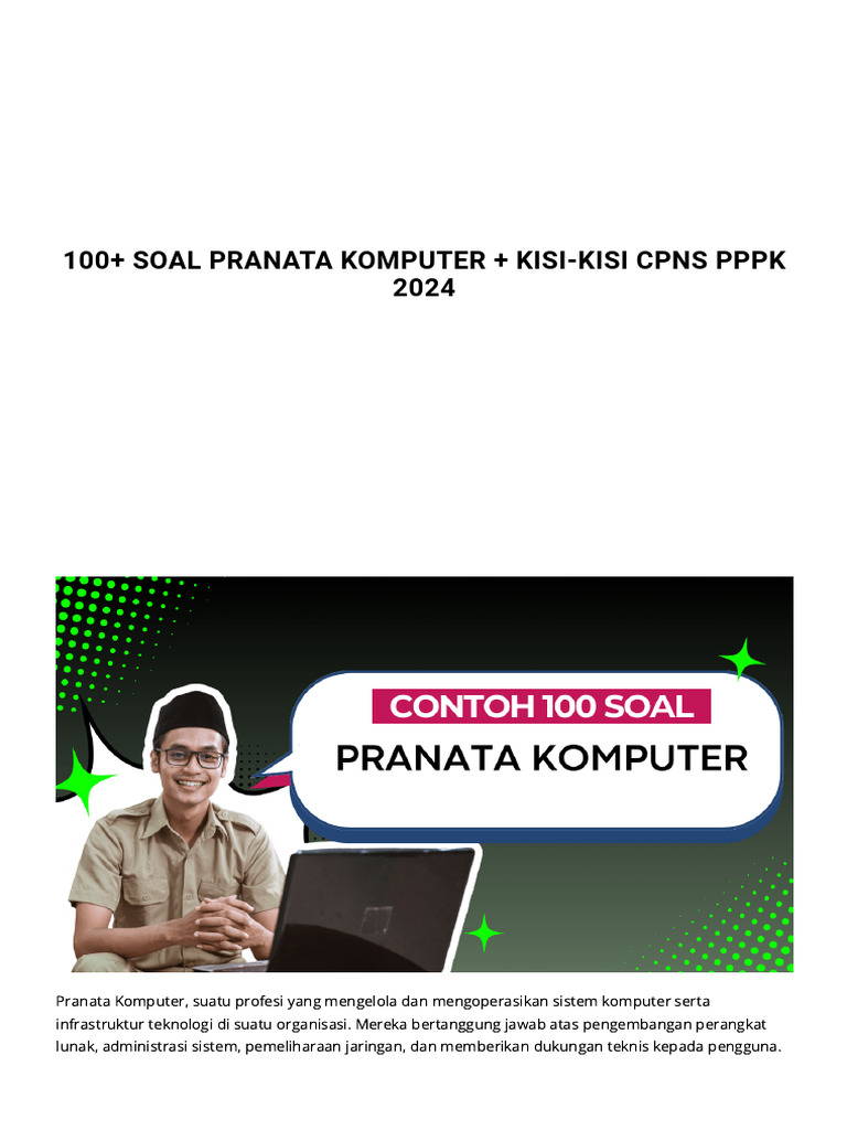 Soal Pranata Komputer + Kisi-Kisi CPNS PPPK 2024 | PDF