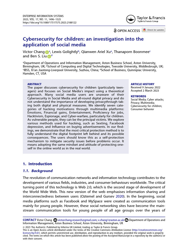Cybersecurity For Children An Investigation Into The | PDF | Computer ...