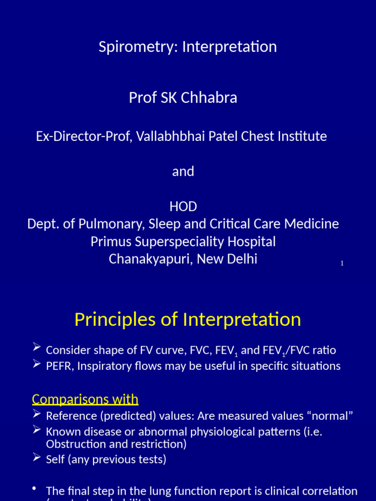 Spirometry Interpretation DR Chhabra | PDF | Respiratory Diseases ...