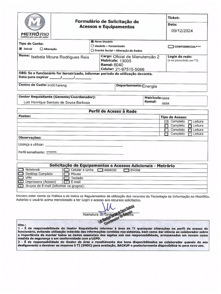 Acesso Isabela Exemplo | PDF