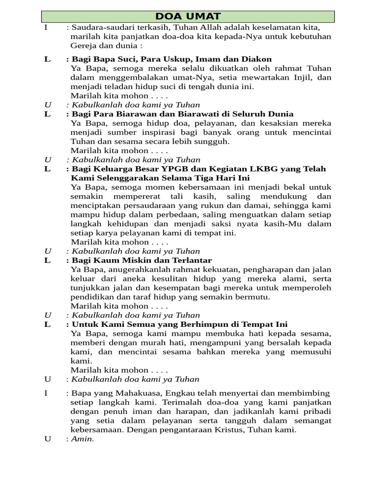 Doa untuk Kaum Miskin dan Terlantar | PDF