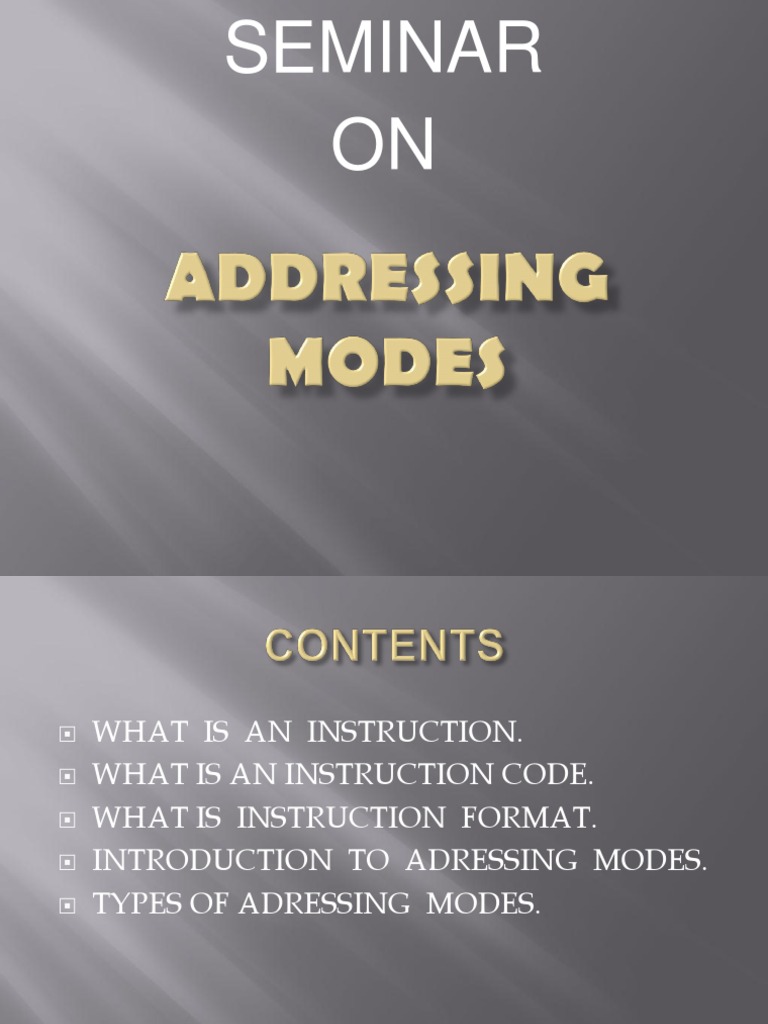 Addressing Modes Instruction Set Computer Data 