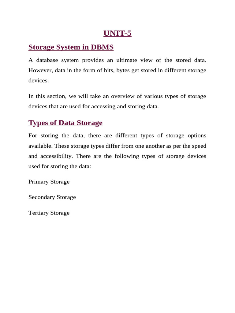 Overview of Primary Storage Devices | PDF | Database Index | Computer ...