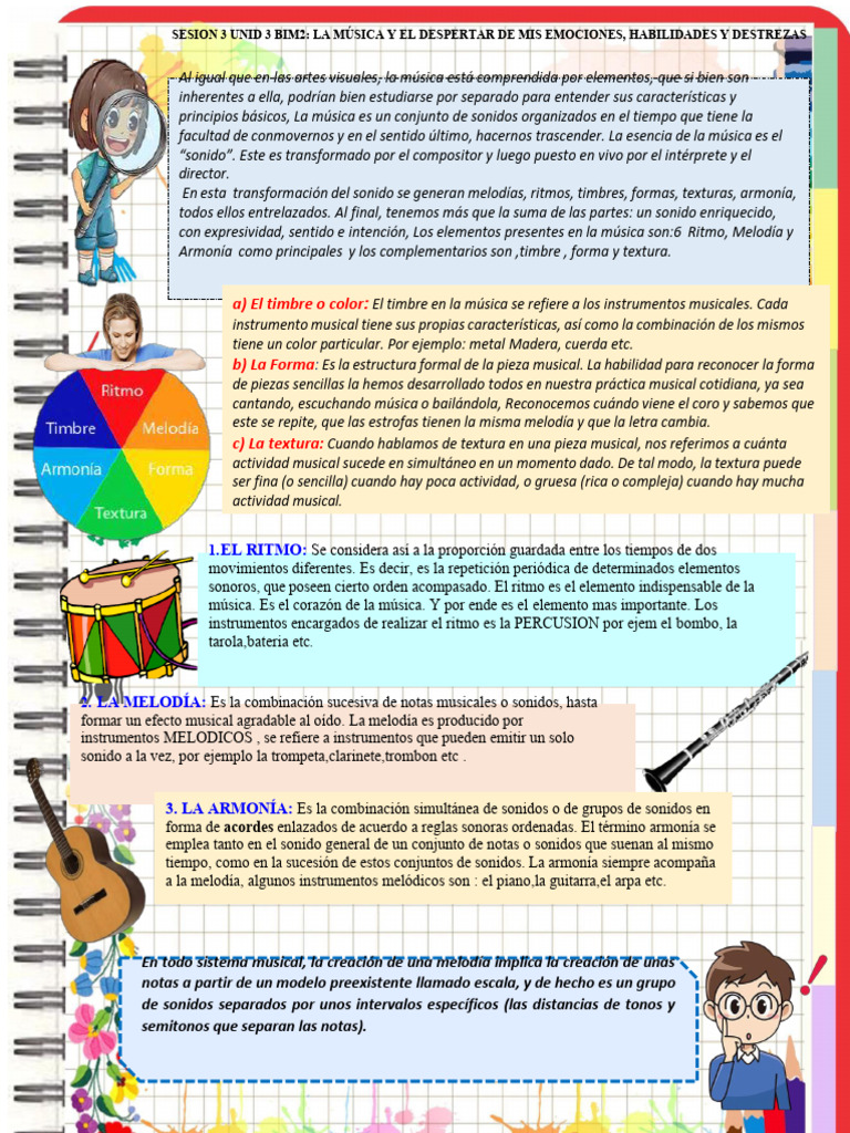 Ficha Sesion 3 Unid 3 Bim 2 | PDF | Melodía | Ritmo