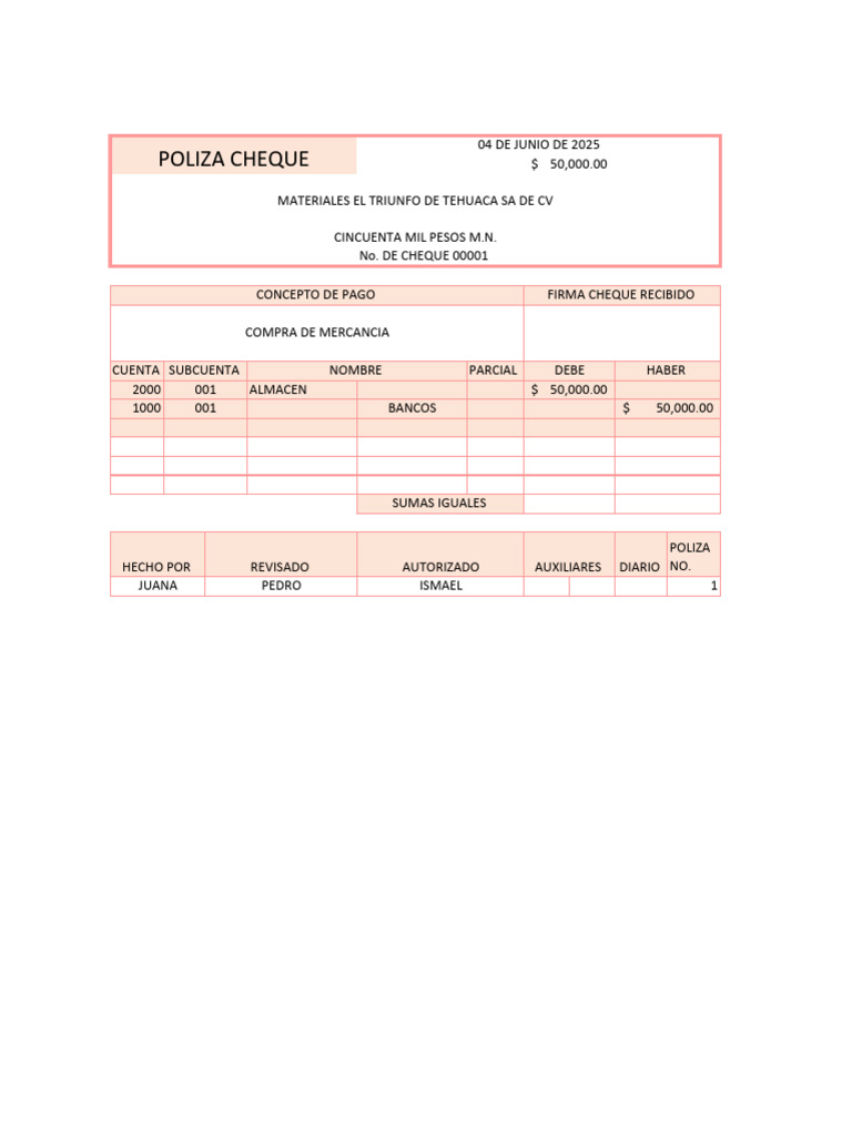 Poliza de Cheques | PDF