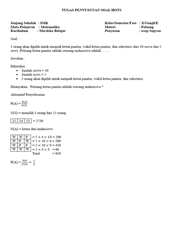 Asep Sopyan (SMKN 1 Karawang) - Soal HOTS | PDF