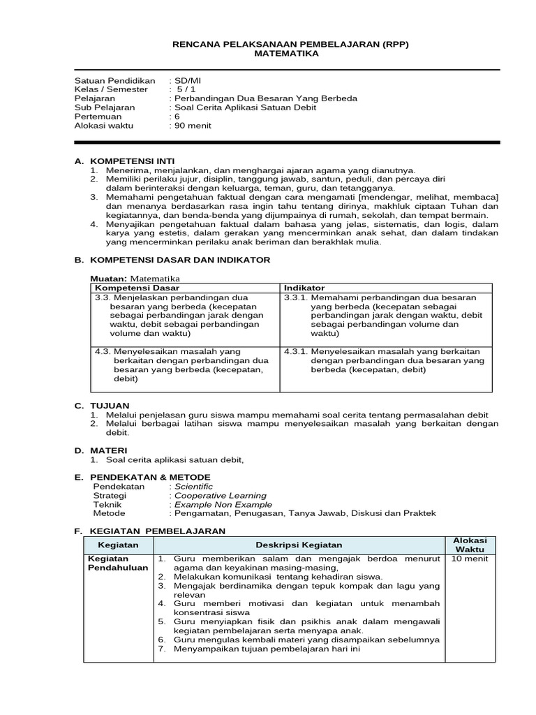 Soal Cerita Aplikasi Satuan Debit | PDF