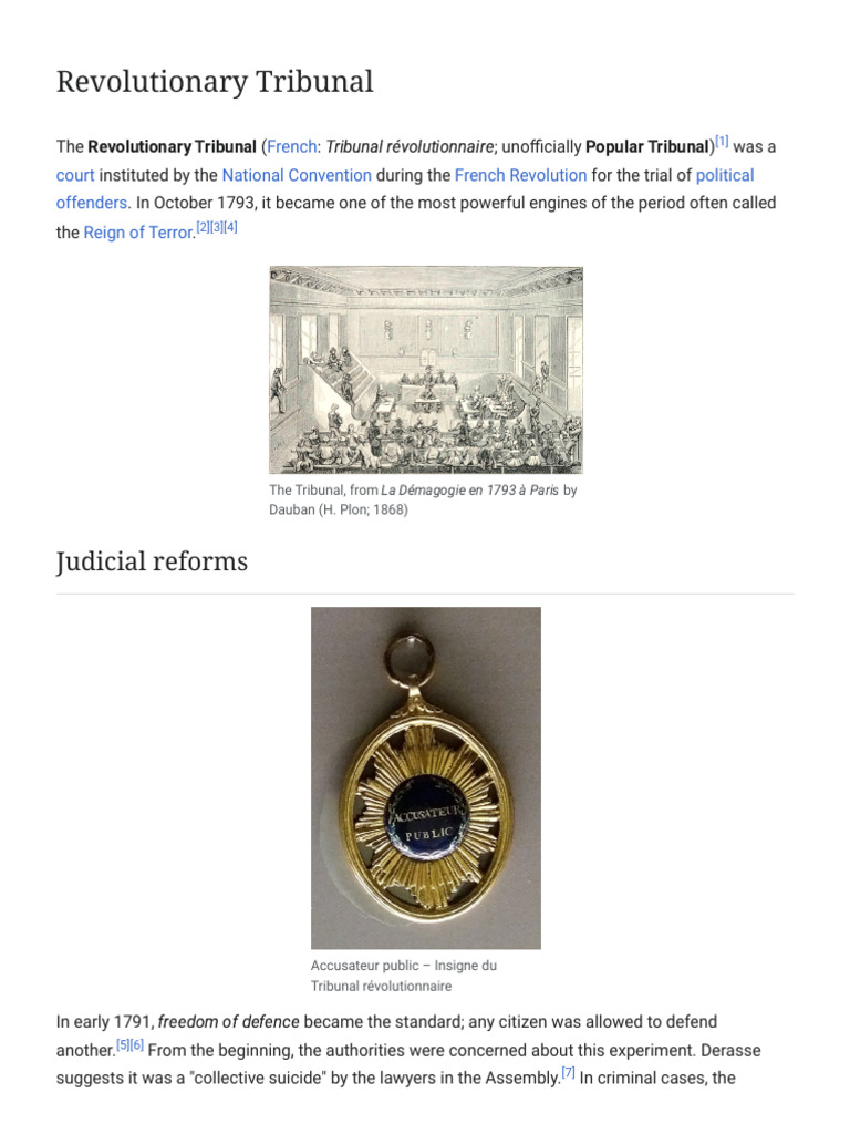 Revolutionary Tribunal - Wikipedia | PDF | Wars Of Independence ...