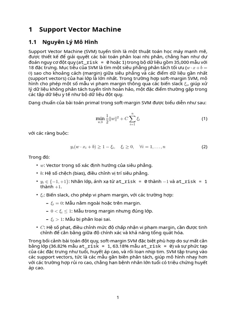 1 Support Vector Machine: 1.1 Nguyên Lý Mô Hình | PDF