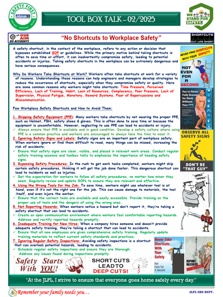 TBT 02-2025 - No Shortcuts To Workplace Safety | PDF | Safety ...