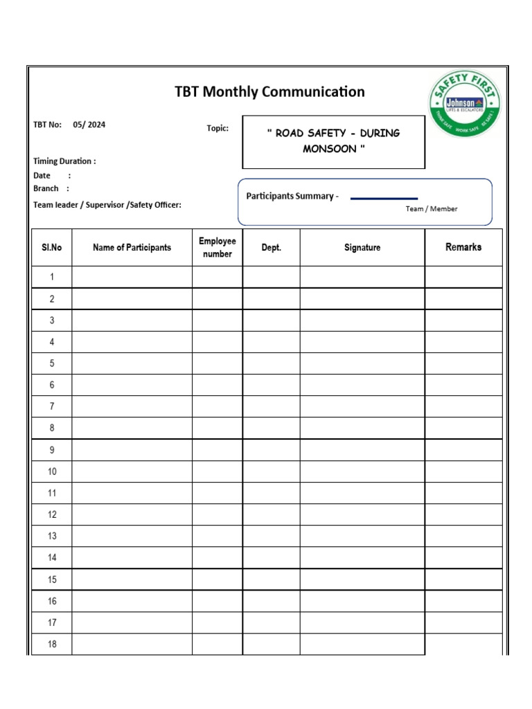 Attendance - TBT 05 - 2024 | PDF