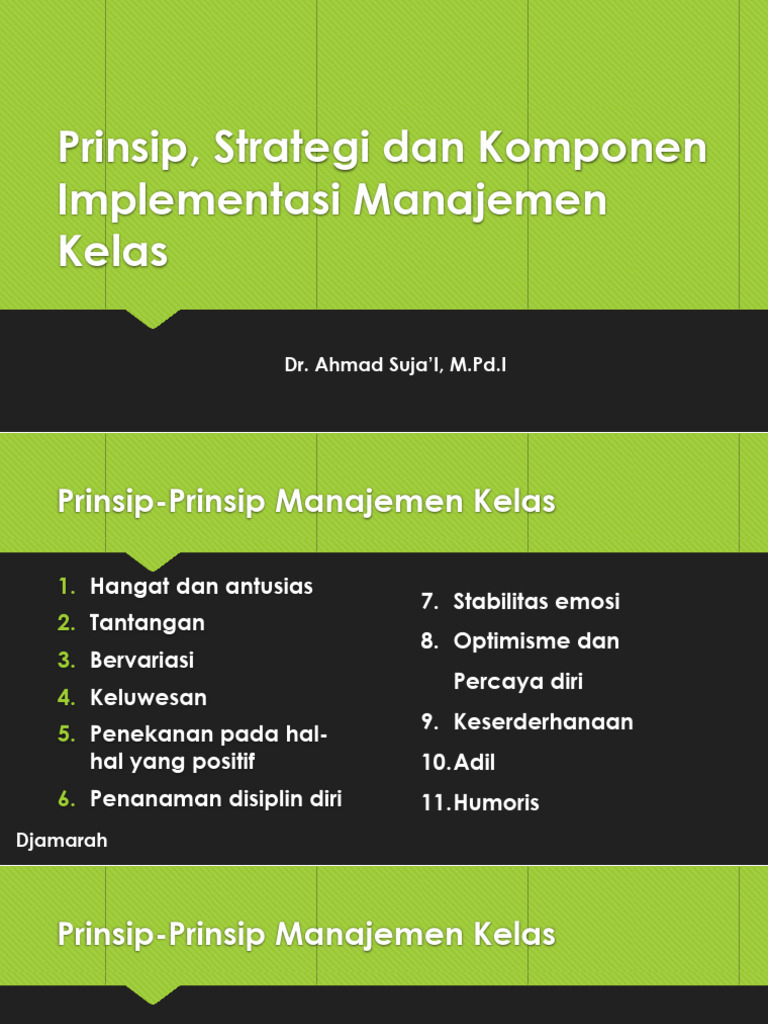 Prinsip dan Komponen Manajemen Kelas | PDF