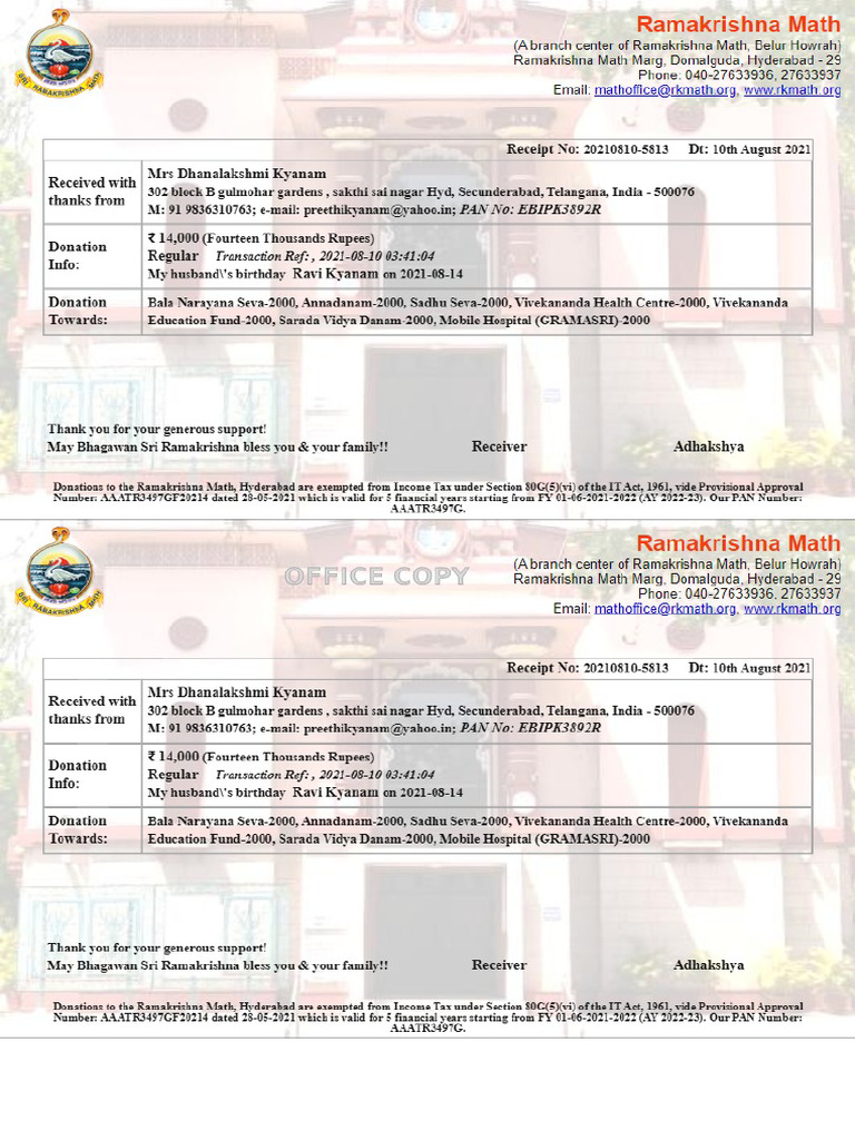 Donation Receipt | PDF