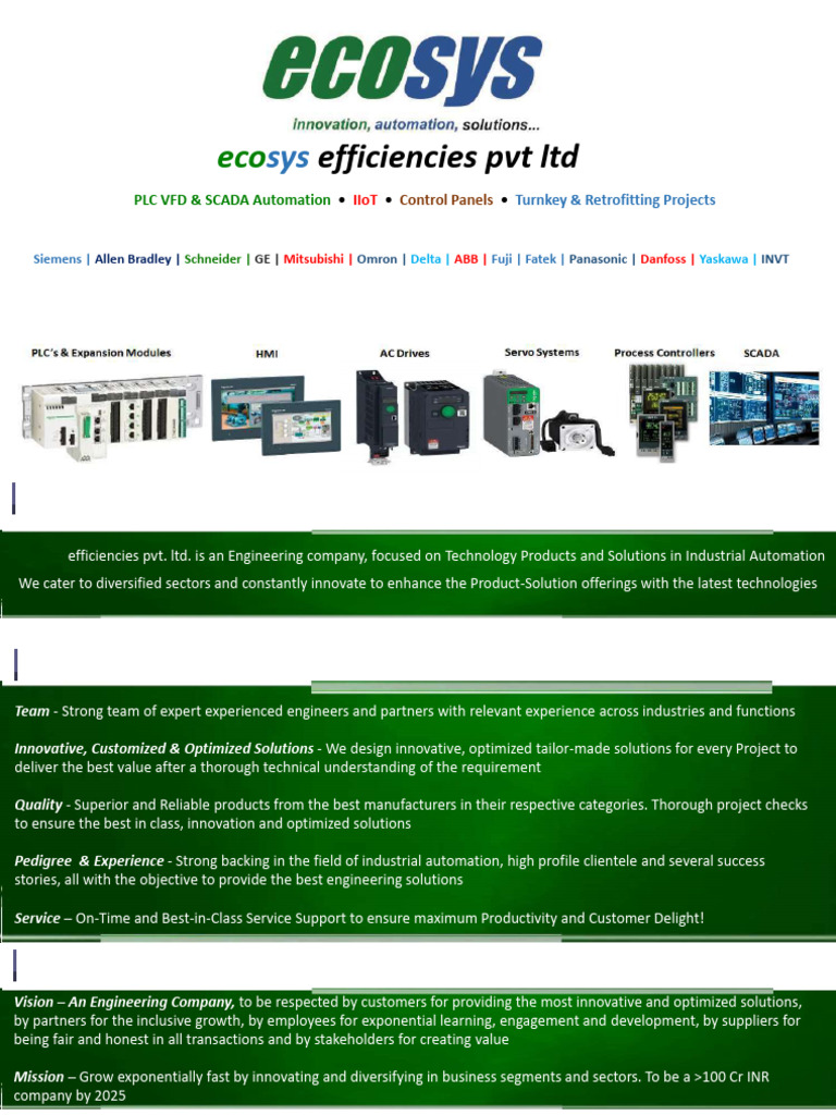 Ecosys Industrial Automation Profile Compressed | PDF | Automation | Programmable Logic Controller
