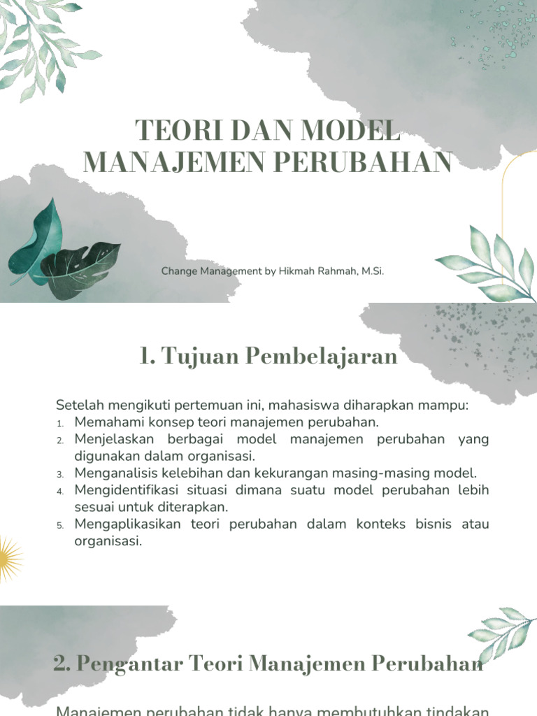 Teori dan Model Manajemen Perubahan | PDF