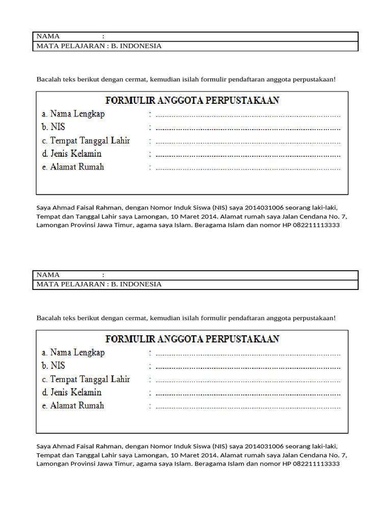 Mengisi Formulir | PDF