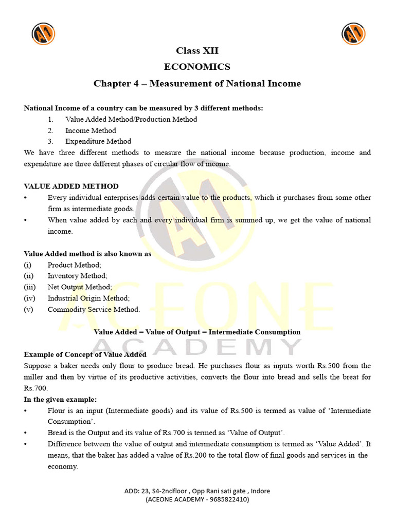 Chapter 4 Measurement of National Income | PDF | Intermediate ...