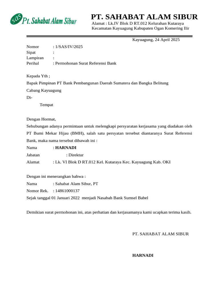 Surat Referensi Bank | PDF