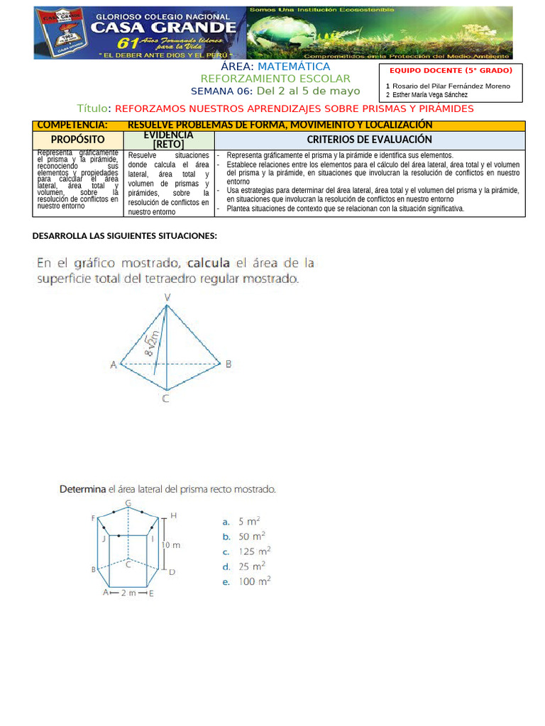 2.-Semana 06-Ref. Mat-5°grado-2023 | PDF