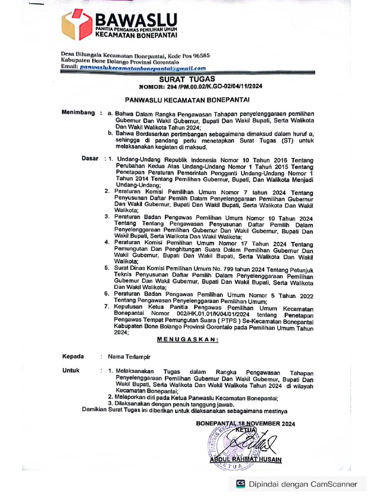 Surat Tugas PTPS PH | PDF