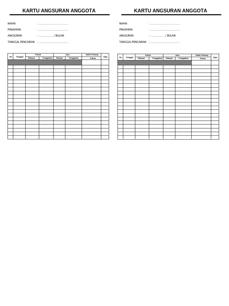 Kartu Angsuran Anggota | PDF