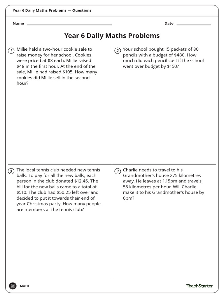 Year 6 Daily Maths Problems | PDF