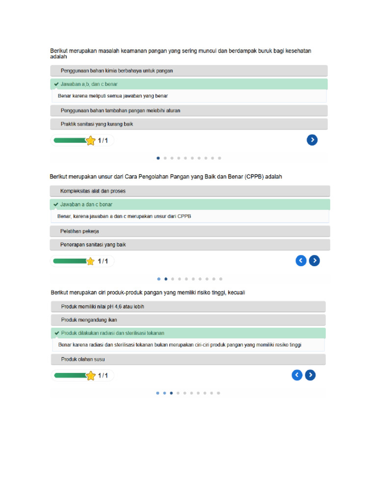 Kuis 1 - Keamanan Pangan | PDF