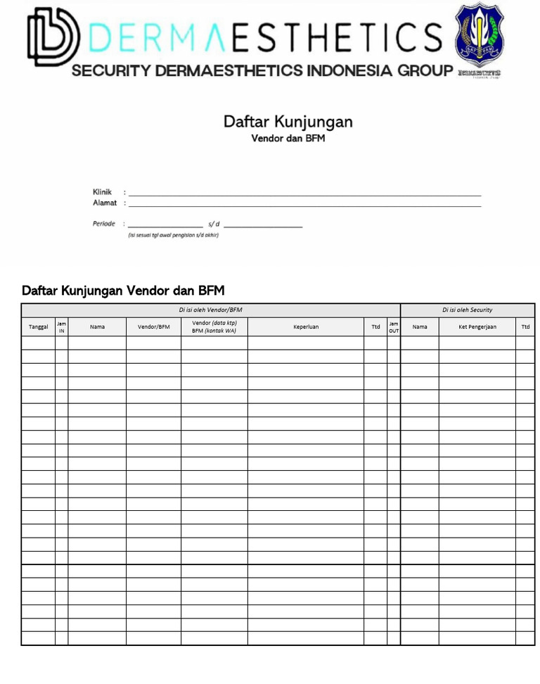 Daftar Kunjungan Vendor | PDF