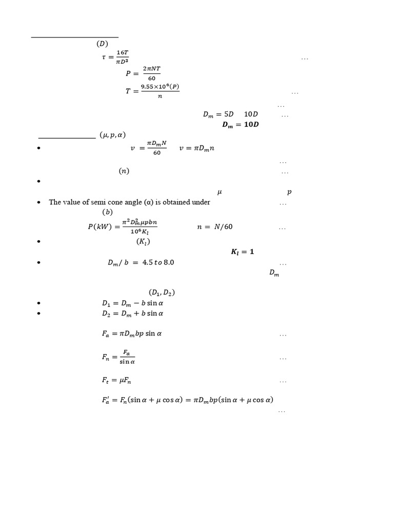 Cone Clutch Design Calculations | PDF | Applied And Interdisciplinary ...