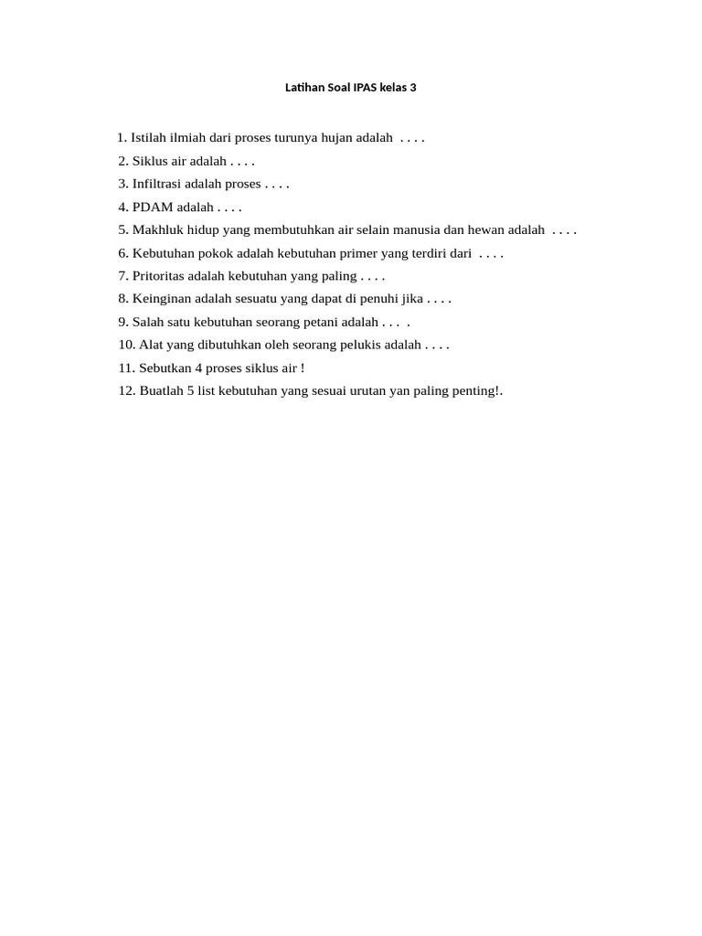 Latihan Soal IPAS Kelas 3 | PDF