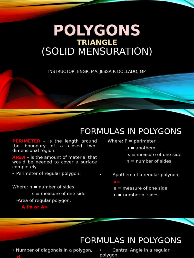 Polygons Triangle Solid Mensuration | PDF | Triangle | Polygon