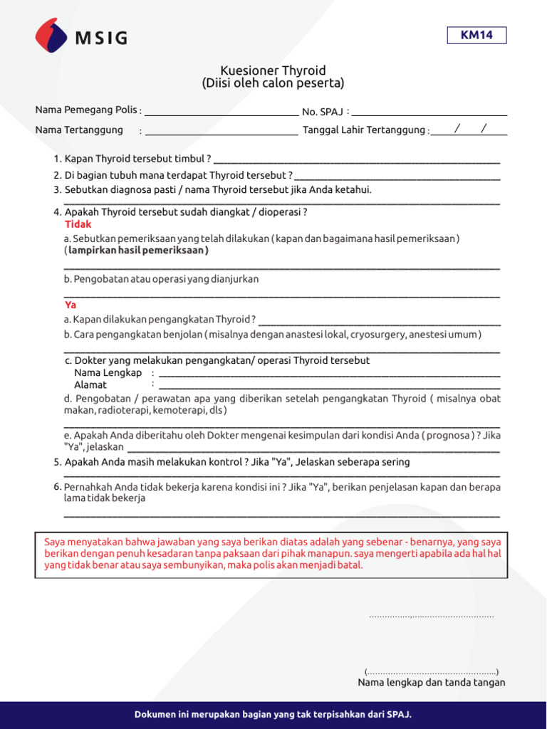 KM14 - Kuesioner Thyroid | PDF