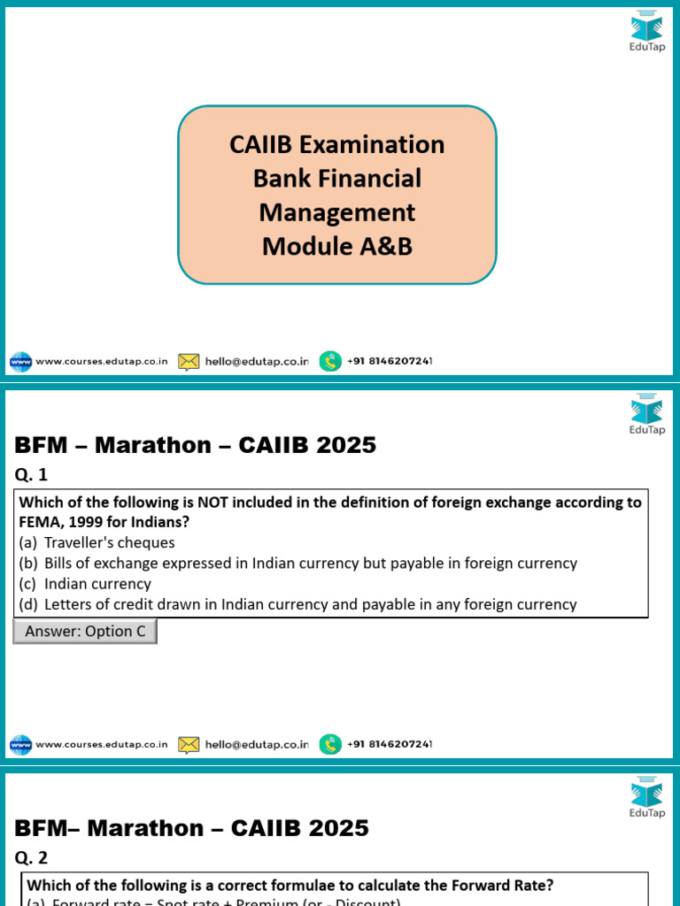 CAIIB Examination Bank Financial Management Module A&B | PDF | Foreign ...
