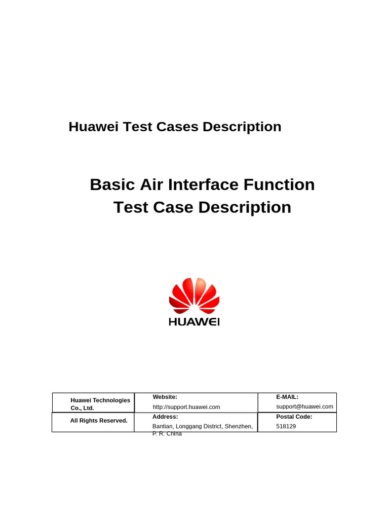 Huawei Test Cases - Basic Air Interface Function Test Case Description ...
