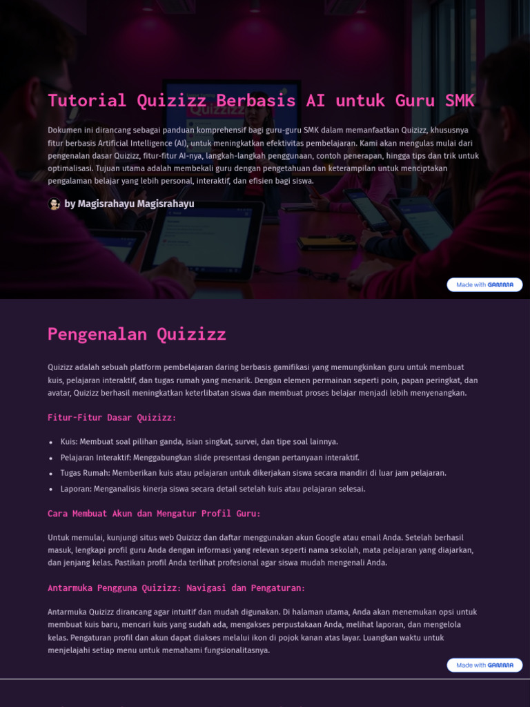 Tutorial Quizizz Berbasis AI Untuk Guru SMK | PDF