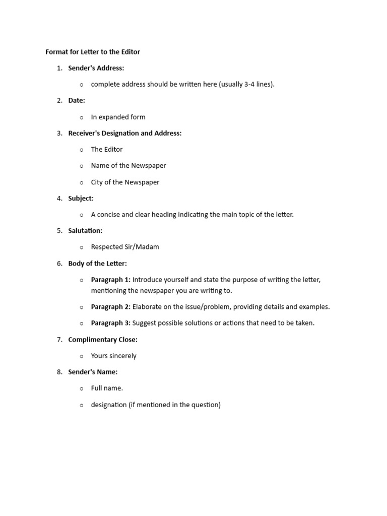 Sample - Format - Letter To The Editor | PDF