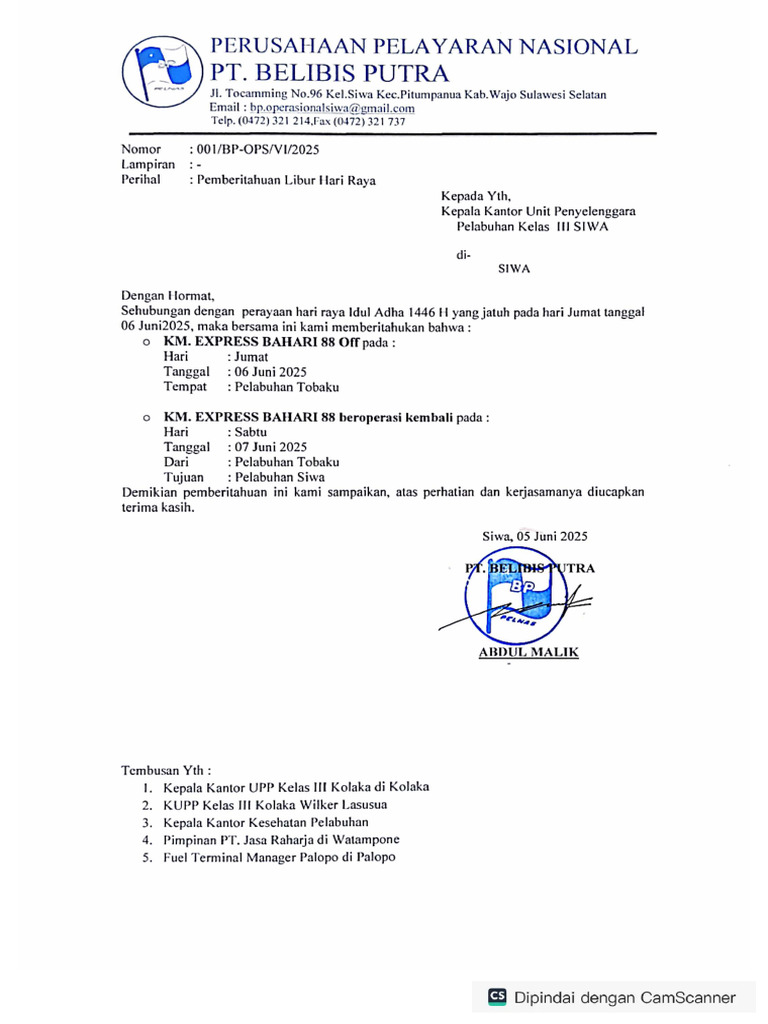 Pemberitahuan Libur EB88 05-06-2025 10.23 | PDF