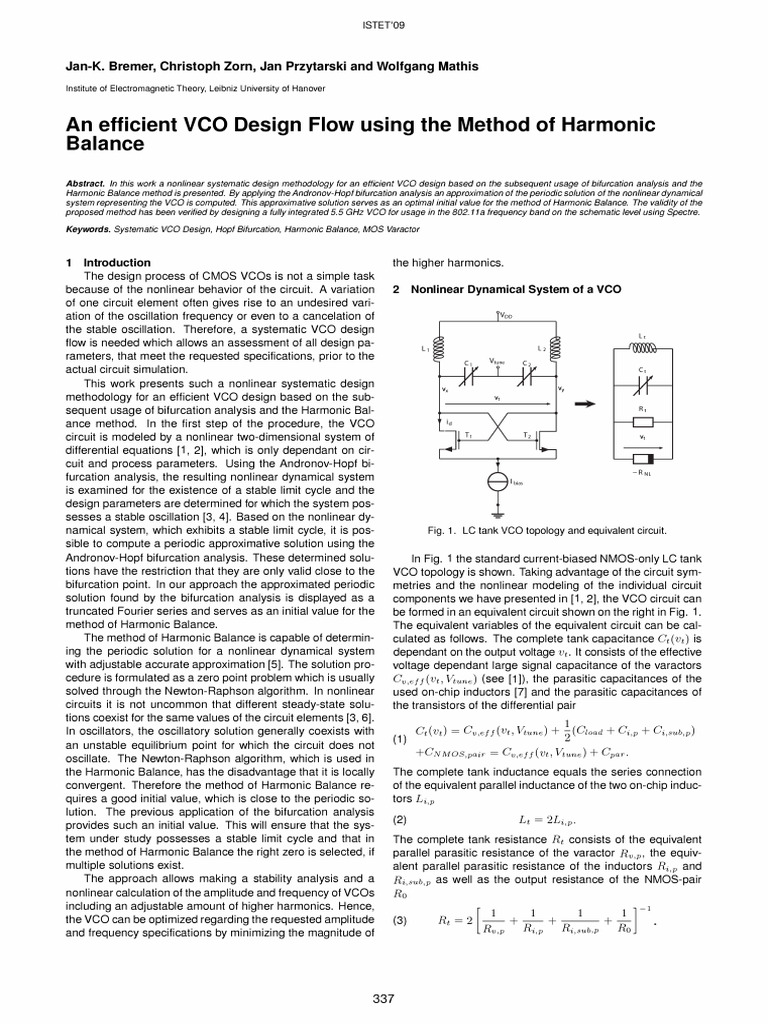 An Efficient VCO Design Flow Using the Method of Harmonic Balance | PDF | Nonlinear System ...