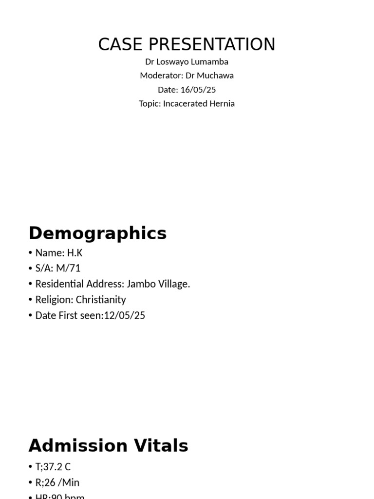 Incarcerated Hernia Case Study Analysis | PDF