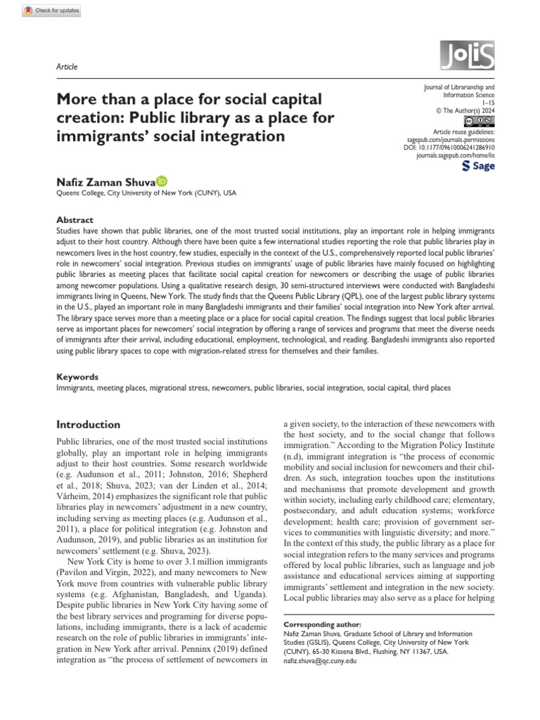 More Than A Place For Social Capital | PDF | Social Capital | Libraries