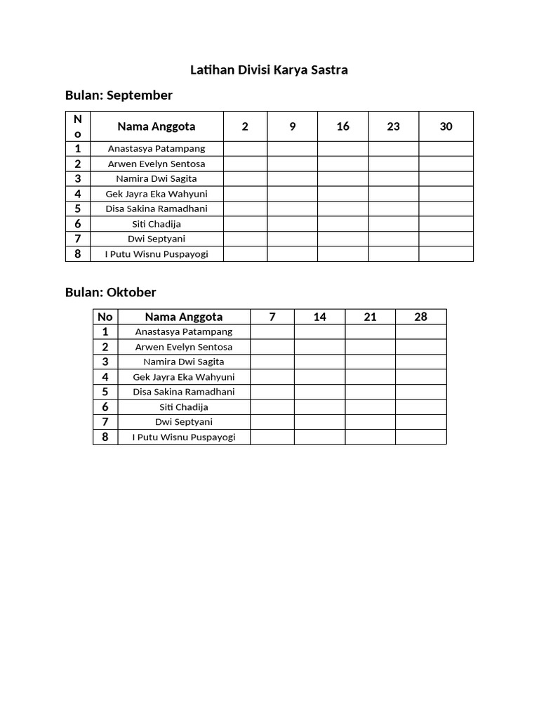 Latihan Divisi Karya Sastra | PDF