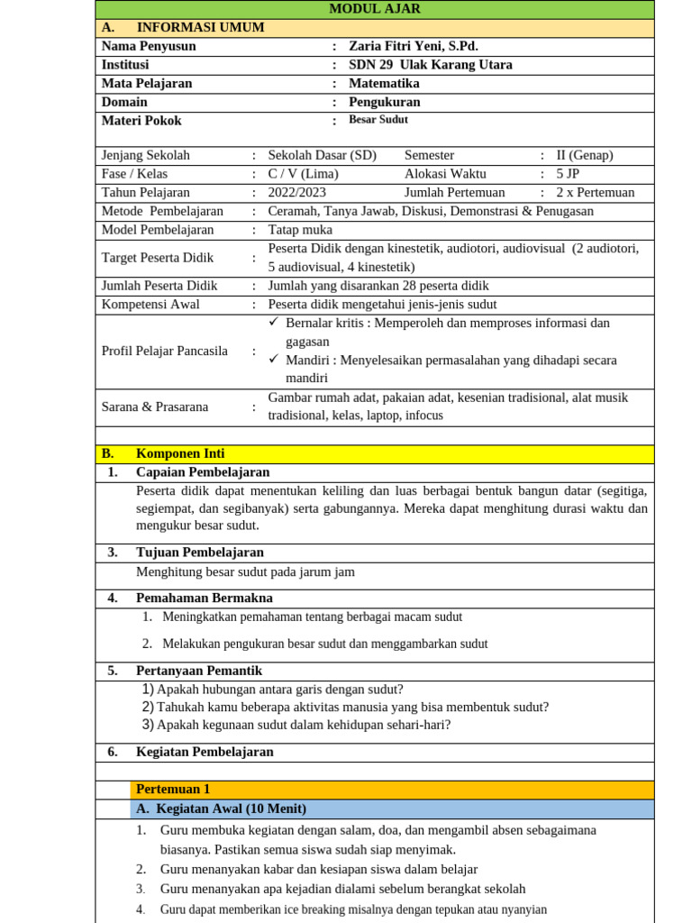 Modul Ajar MTK | PDF