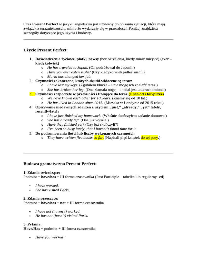 Present Perfect | PDF